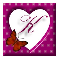 Lettre K Alphabet Coeur Papillon